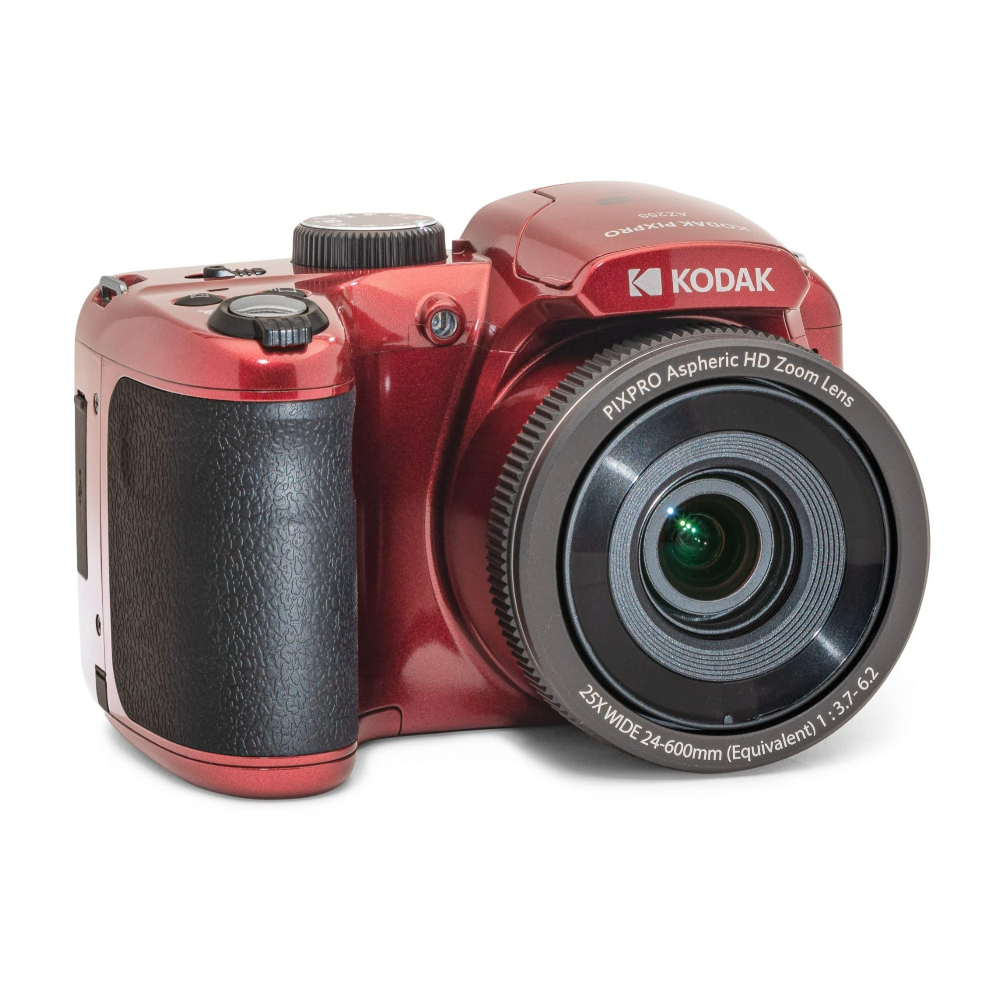 Kodak PIXPRO AZ255 Astro Zoom 16MP Digital Camera (Red) Bundle with 64GB Memory Card, High-Performance Ultra Alkaline AA Batteries (10-Pack), Camera Case and Accessory (4 Items)