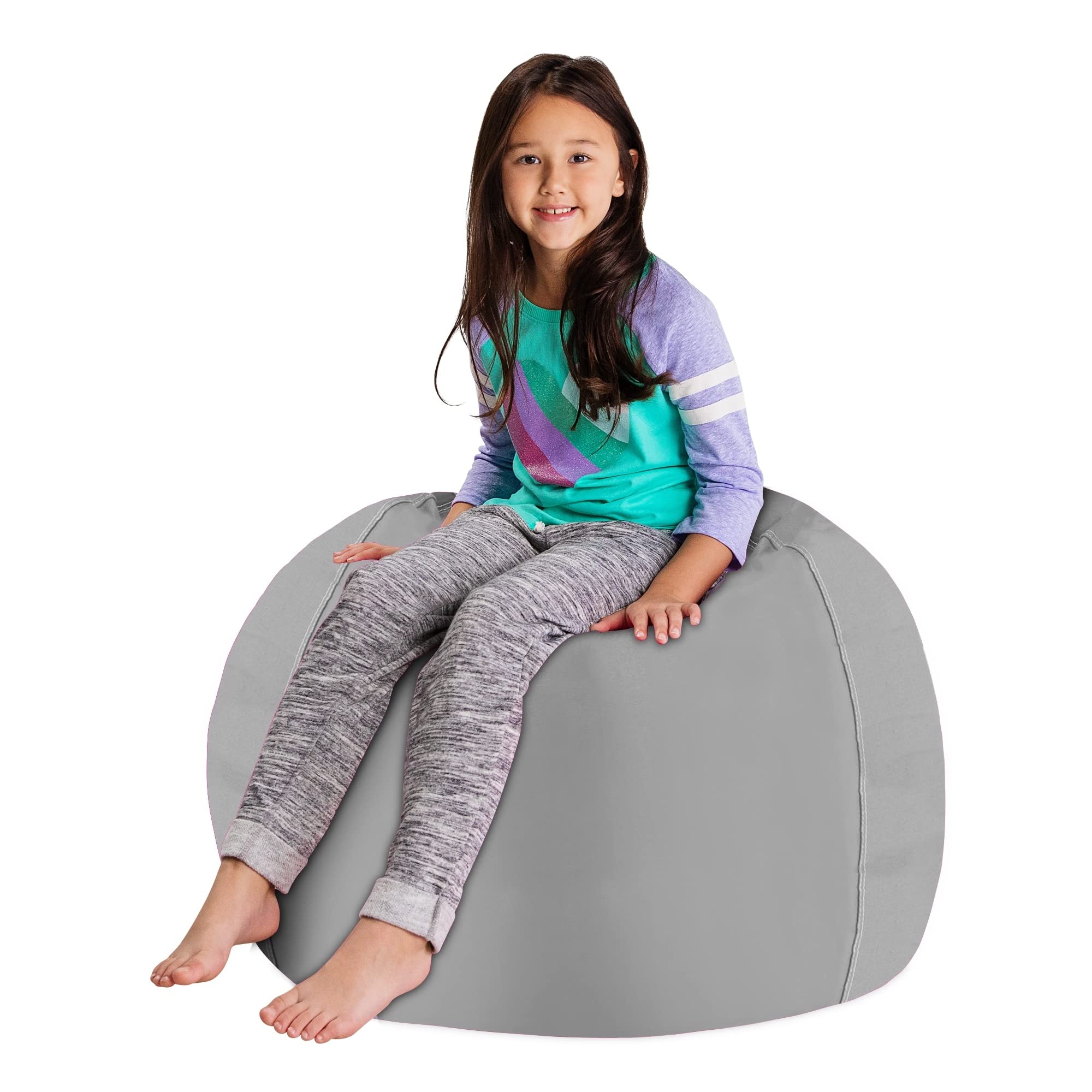 Posh Stuffable Kids Stuffed Animal Storage Bean Bag Chair Cover - Childrens Toy Organizer, X-Large 48" - Canvas Bubbles Blue and White