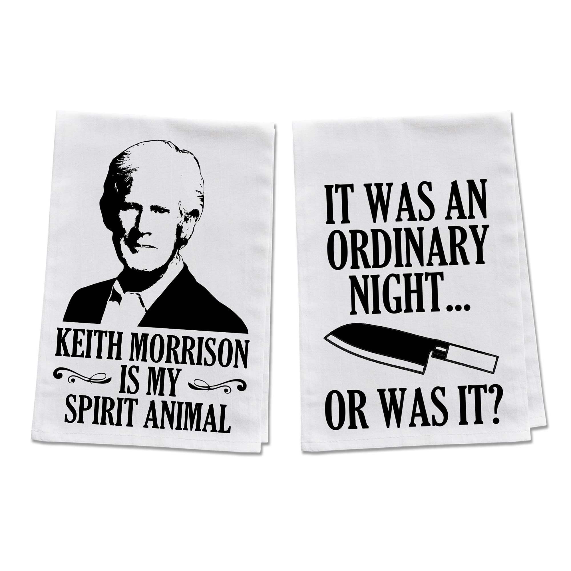 Happy Family Clothing Funny Kitchen Tea Towels, Decorative Flour Sack Dish Towels, Dishcloths Gift Set of 2 (Keith Morrison & Ordinary Night - 2 Pack)