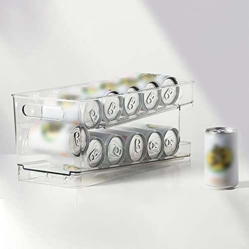 Rolling Can Organizers for Pantry, Soda Can Organizer for Refrigerator,Transparent Can Dispenser for Beer Soda Drink Organizer for Fridge Pantry