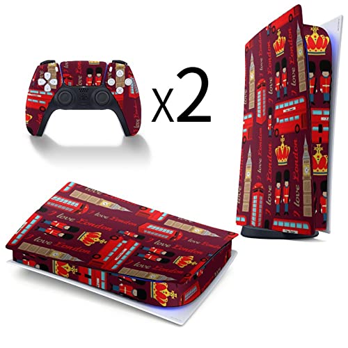 I Love London Full Protective Skin Cover Design Wrap Decal Sticker Compatible with PS5 Digital Edition Console and Controller