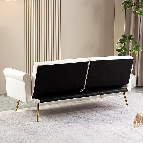 ERYE Beige Velvet with 2 Pillows 5 Legs Nailhead Decor