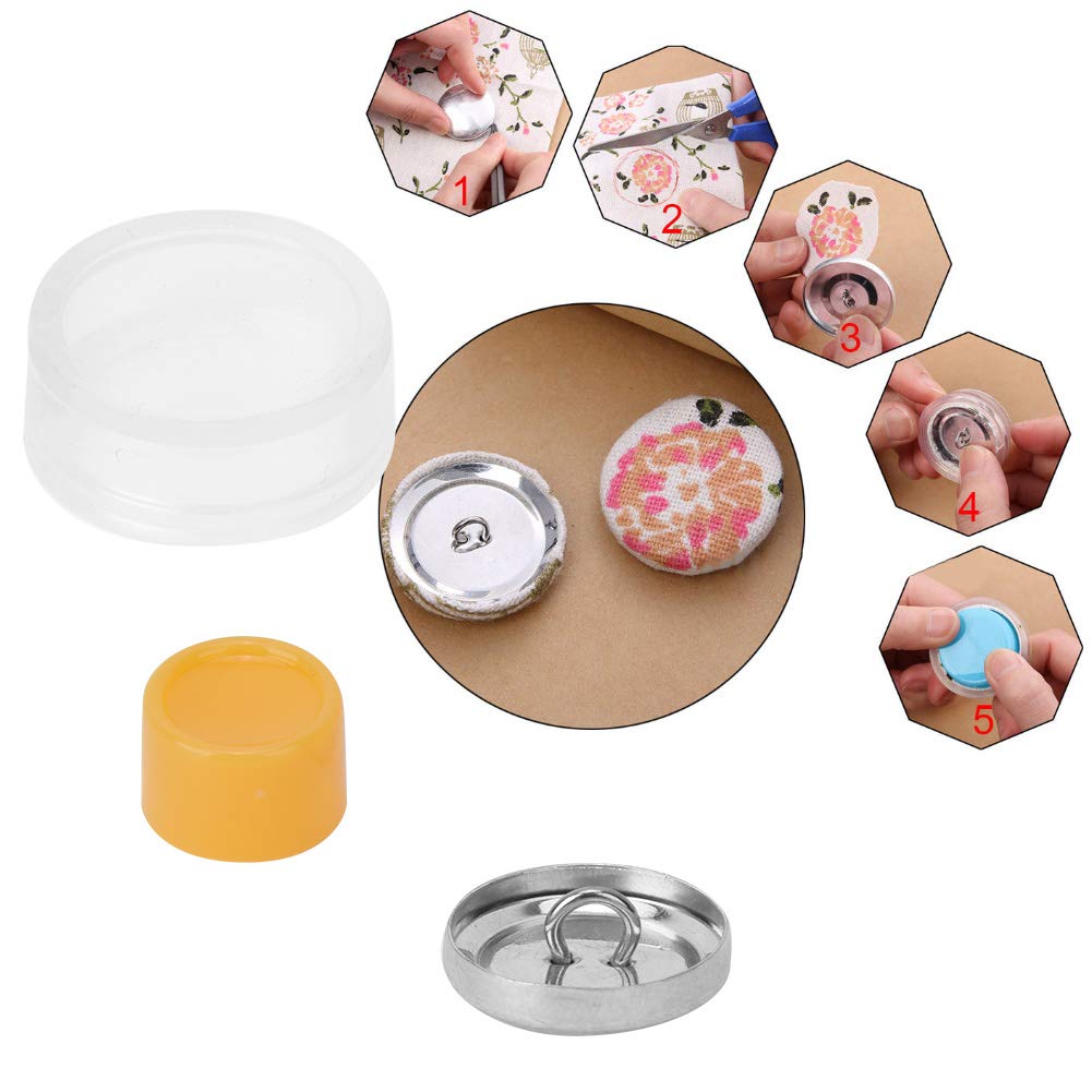 DIY Handmade Wrapped Cloth Cover Buttons Kit,Round Metal Buckle Blank Base Simple Press Button Wrapping Machine for Jewelry Gift Toys Accessories(20mm)