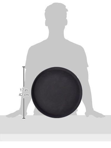 Foodservice Essentials FSE 16-Inch Round Rubber-Lined Non-Slip Serving Tray (Black)