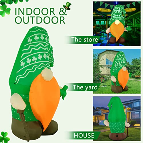 Inflatable St Patricks Decorations 7FT Blow Up Leprechaun with Walking Stick Inflatable Green Hat Elf Holding Shamrocks for Irish Day Yard Decoration Lucky Holiday Outdoor Clearance…