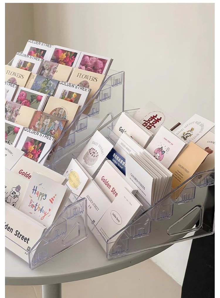 Generic Acrylic Greeting Card Display Rack, Greeting Card Holder Stand Clear Plastic Multiple Cards Display Stand Rack for Display Photo Stand for Counter Tabletop Display Supplies
