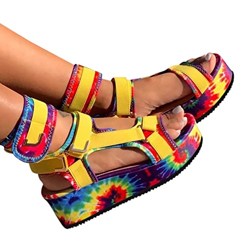FASDNENDYS Toe Ankel Beach Flat StrapPrinting Platform Summer Open For Womens Sandals Shoes Women's sandals Sandal Shoe