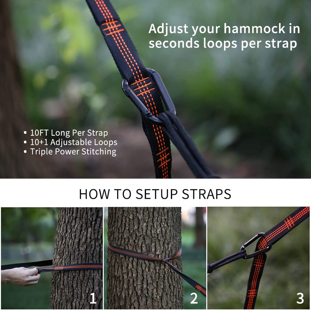 EchoSmile Blue Camping Hammock, Portable Hammocks with 2 Tree Straps, Lightweight Nylon Outdoor Hammocks for Backpacking, Travel, Beach, Backyard, Patio, Hiking
