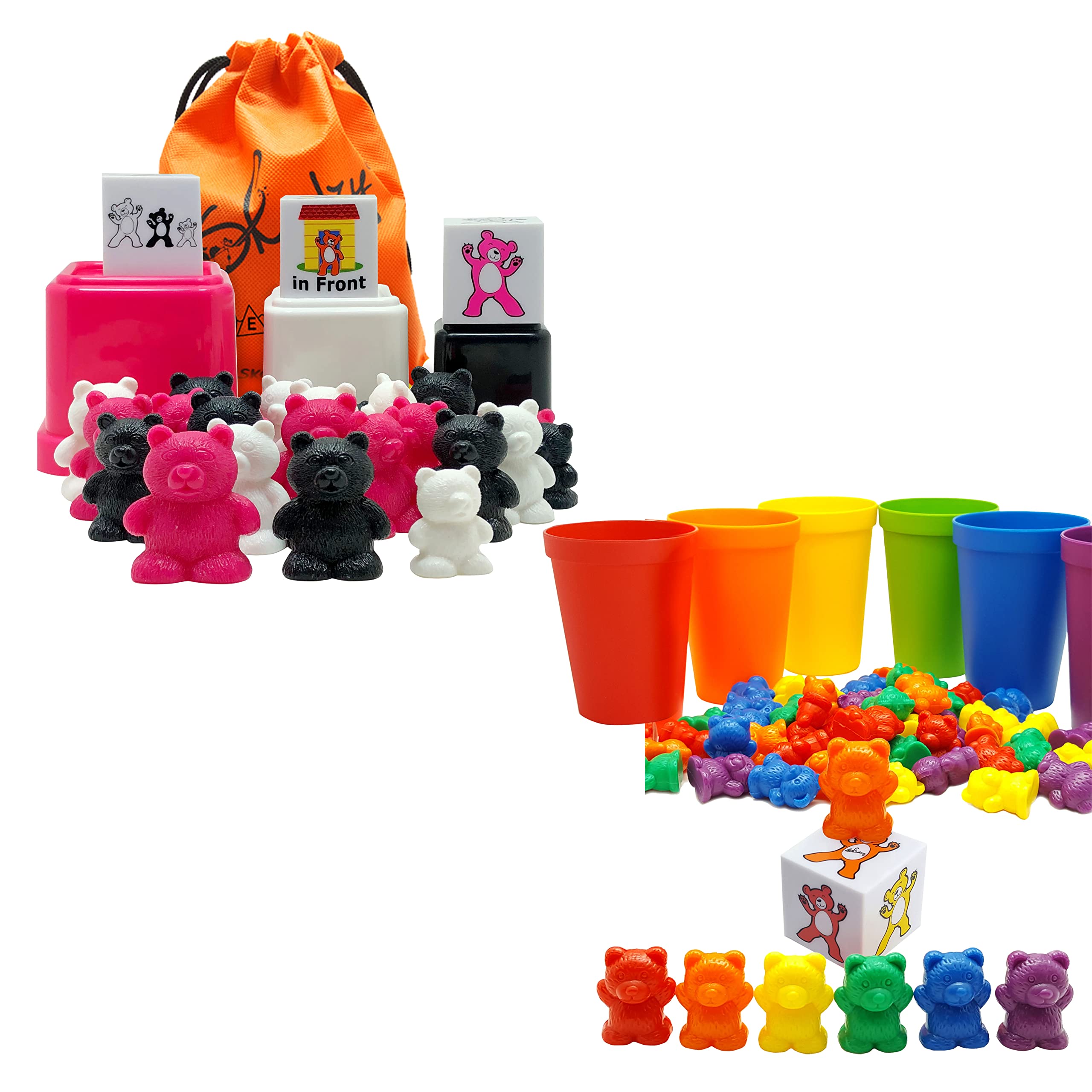 Skoolzy Rainbow Counting Bears - Size Matching Bear Cups