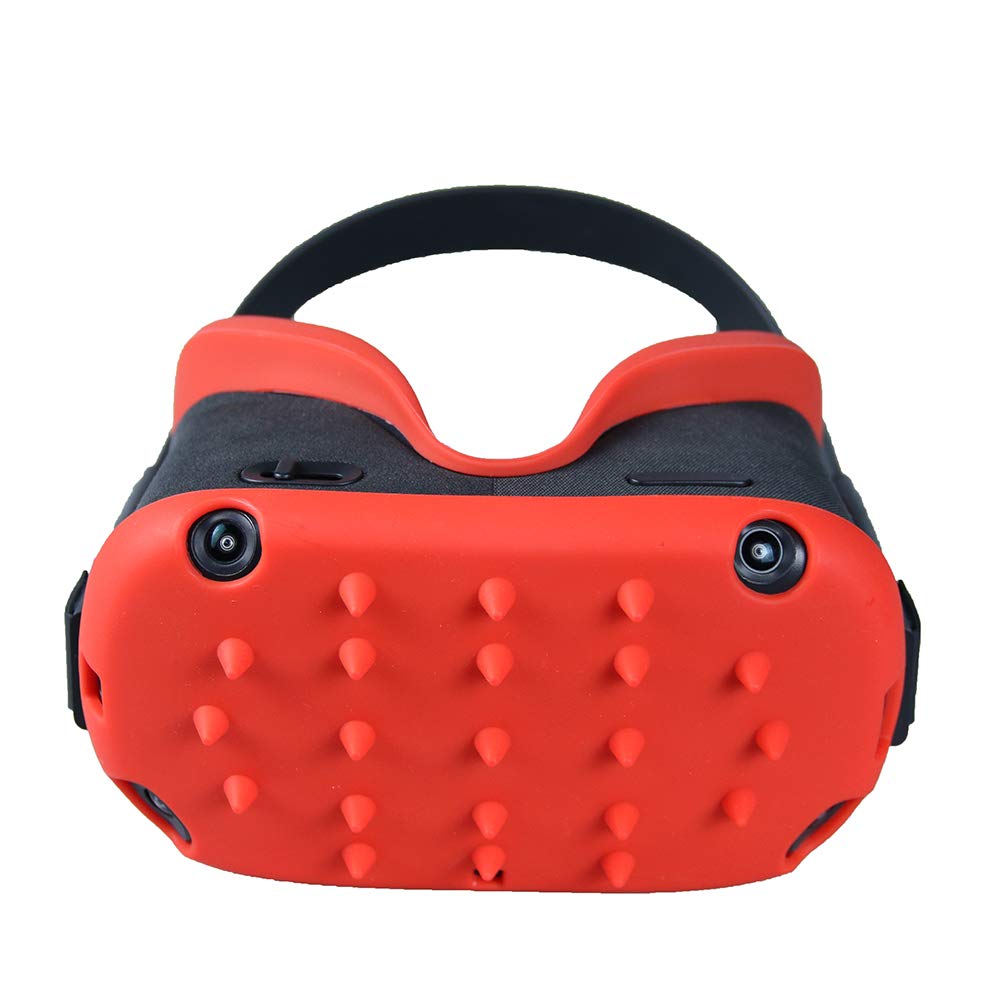 Esimen VR Protection Case for Oculus Quest Shell Cap Premium Silicone Protective Accessories Anti-Throw Sweatproof Lightproof (Cap+Mask, Red)
