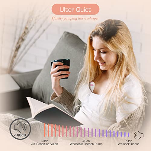 Wearable Breast Pump,Ultra Light Portable Double Hands Free Breast Pump, 2 Modes & 9 Levels, Low Noise Rechargeable Wireless Electric Breast Pump with 21mm/24mm Flanges S12