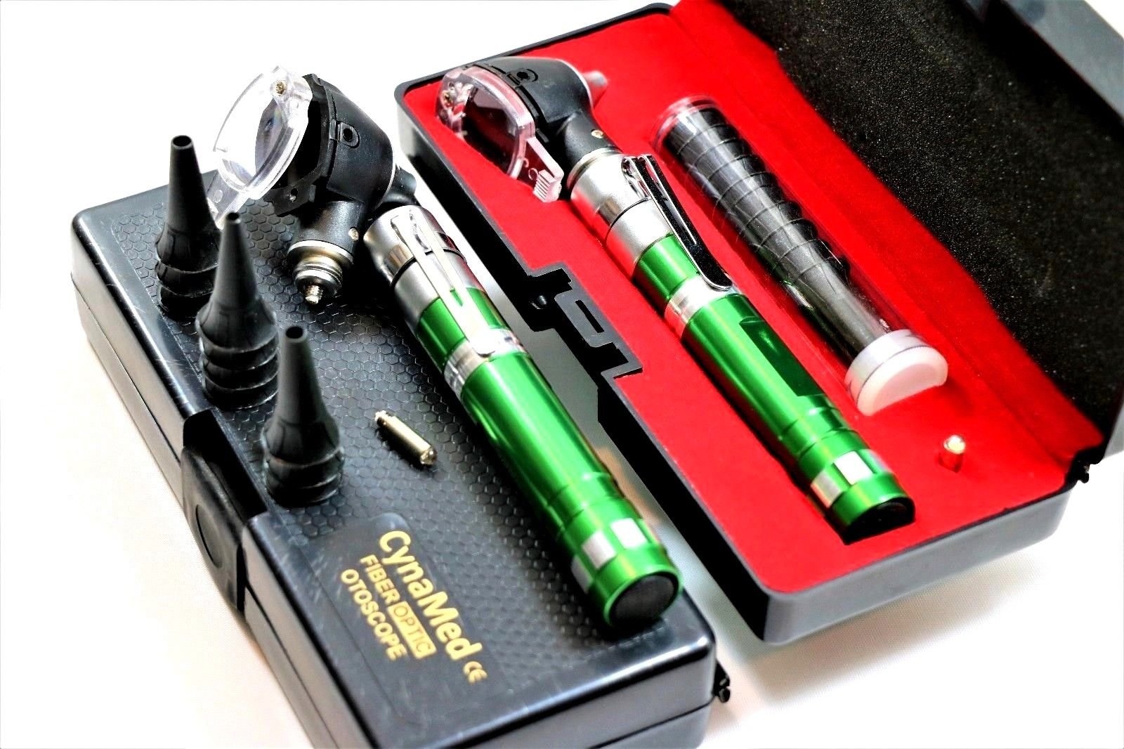 Premium 3.2V Pro Led Otoscope Set Fiber Optic with Hard Case Plus 1 Extra Bulb Cynamed