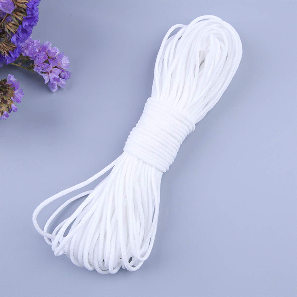 Elastic Cord for Masks, White 1/8 inch Elastic Bands for Knit Sewing Crafts DIY Ear Band Loop, 10 Yard