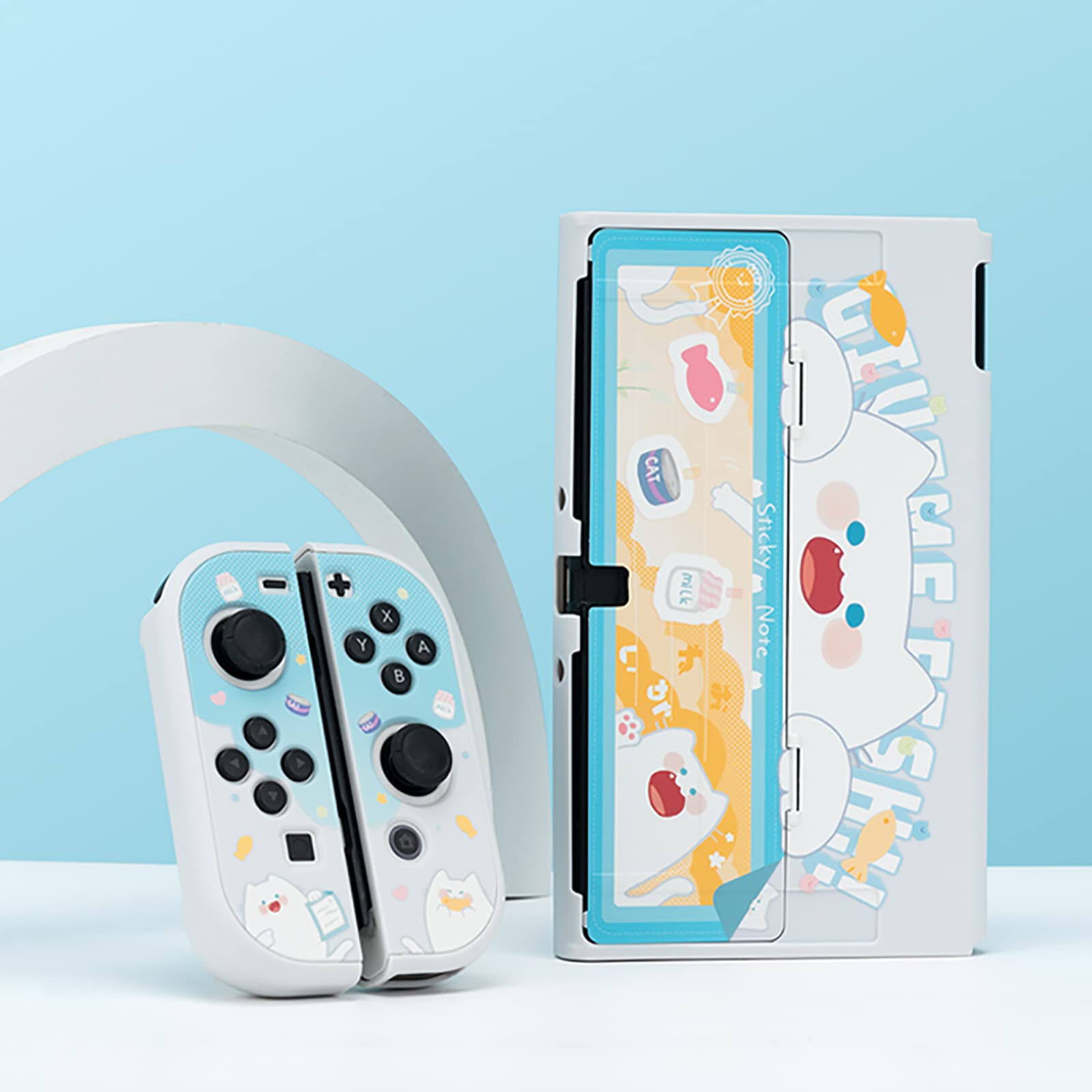 GeekShare Protective Case Slim Cover Case Compatible with Nintendo Switch OLED and Joy Con - Shock-Absorption and Anti-Scratch - BOBO Cat