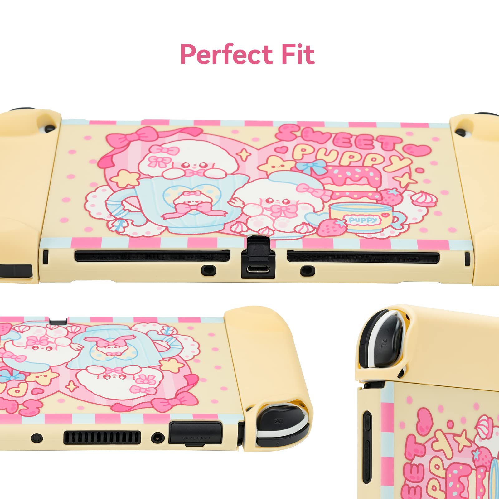 GeekShare Protective Case Slim Cover Case Compatible with Nintendo Switch OLED and Joy-Con - Shock-Absorption and Anti-Scratch(Sweet Puppy)