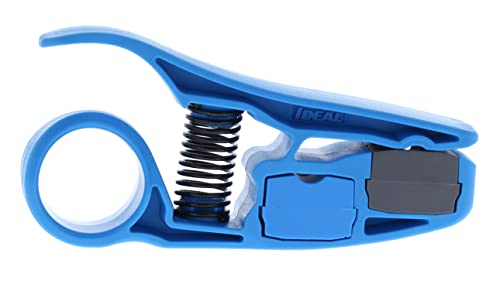 IDEAL Industries, Inc. 45-605 PrepPRO Coax/UTP Cable Stripper, Cable Stripping Tool for RG-59/RG-59 Plenum/RG-6/RG-6 Plenum/RG-6 Quad/RG-6 Quad Plenum, Blue, 1 Coax Stripper,Gray