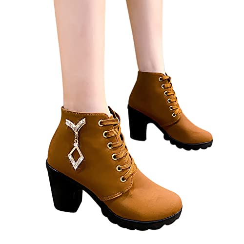 FASDNENDYS Women Shoes Thick High Heel Nude Boots Leather Boots Fashion Thick Heel Women Leather Cutout Boots