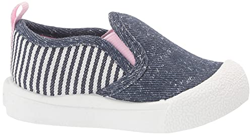 OshKosh B'Gosh Girls Ezma Slip-On Shoe, Navy/White, 10 Toddler