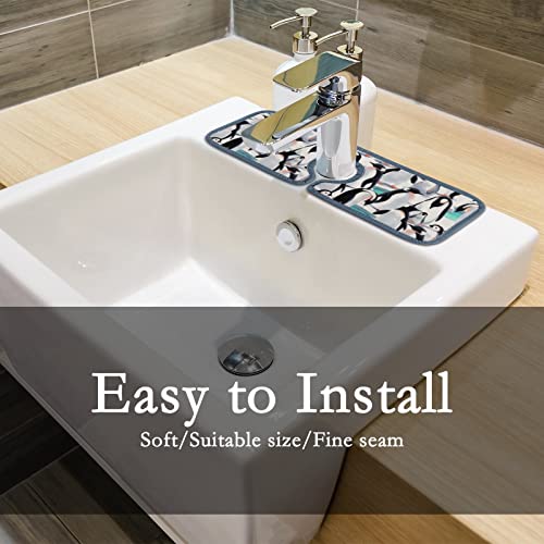Kitchen Faucet Mats 4 Pieces Watercolor Penguins Absorbent Faucet Sink Splash Guard Bathroom Counter and RV,Faucet Counter Sink Water Stains Preventer