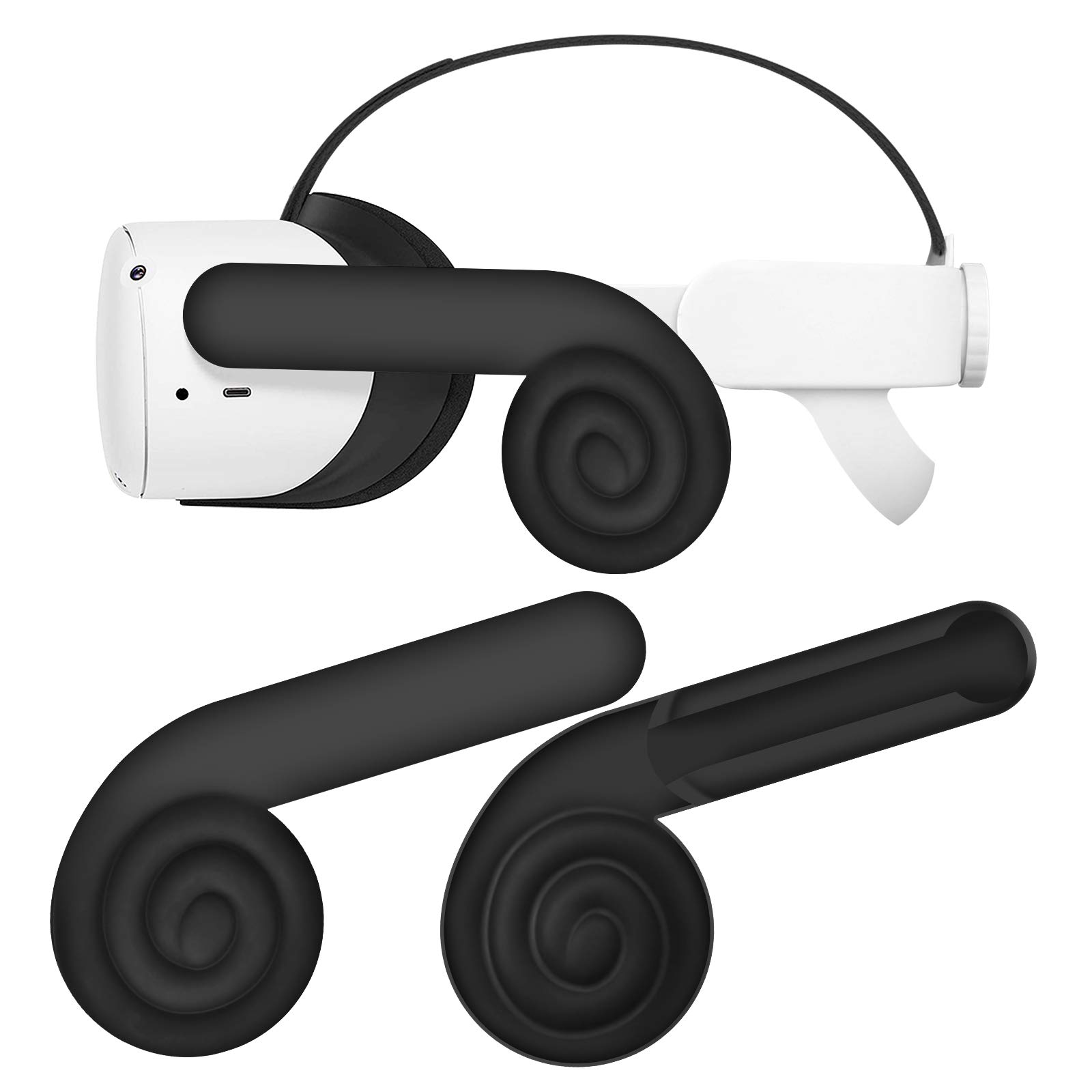 Esimen Silicone Ear Muffs for Oculus Quest 2 VR Headset, Headphone Sound Collector for Oculus Quest 2 Whirlpool Noise Reduction,A Enhancing Sound Solution (Black)