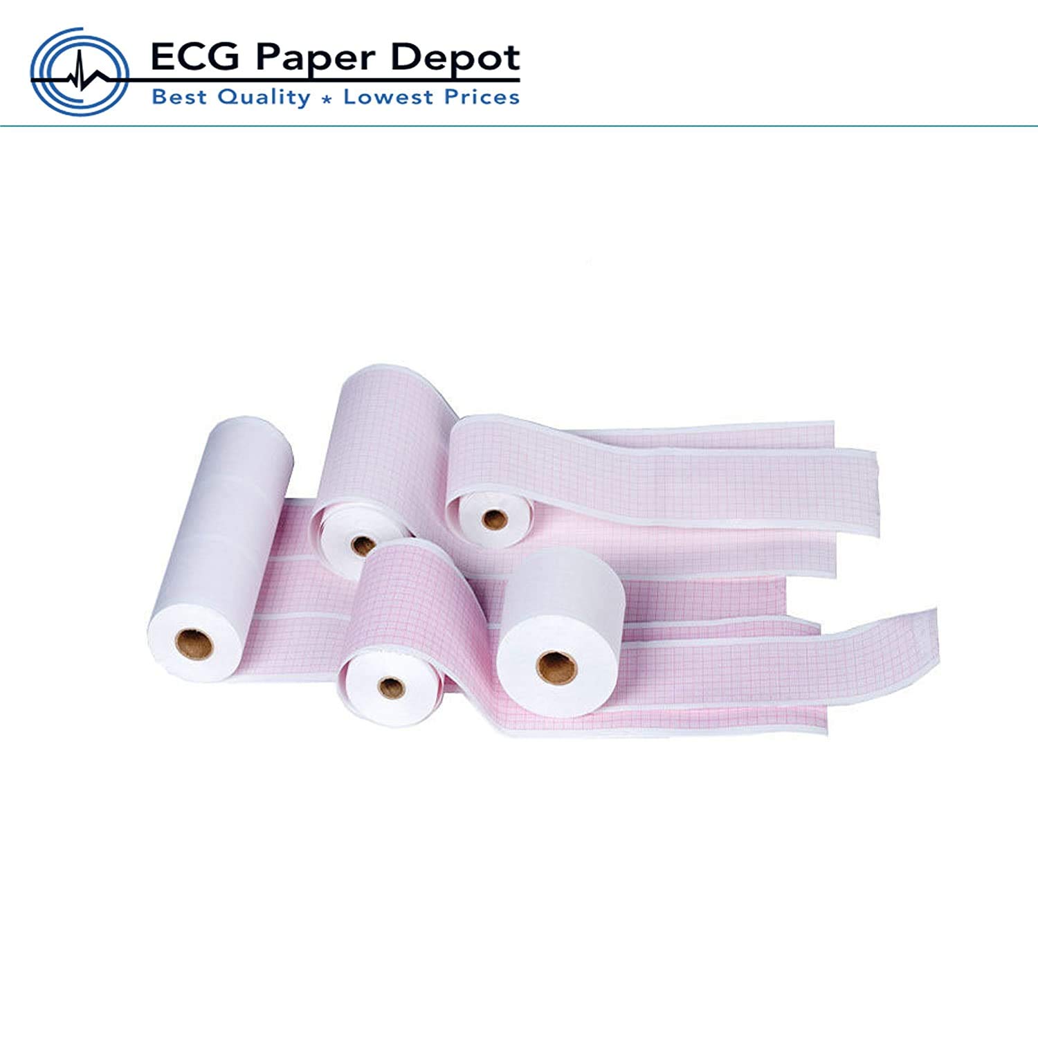 Mortara 716-0237-00 Assurance 50 ECG Recording Paper for Model Burdick 8300, 8500 and Atria ECGs, Z-Fold Pad Red Grid | 5 Pack