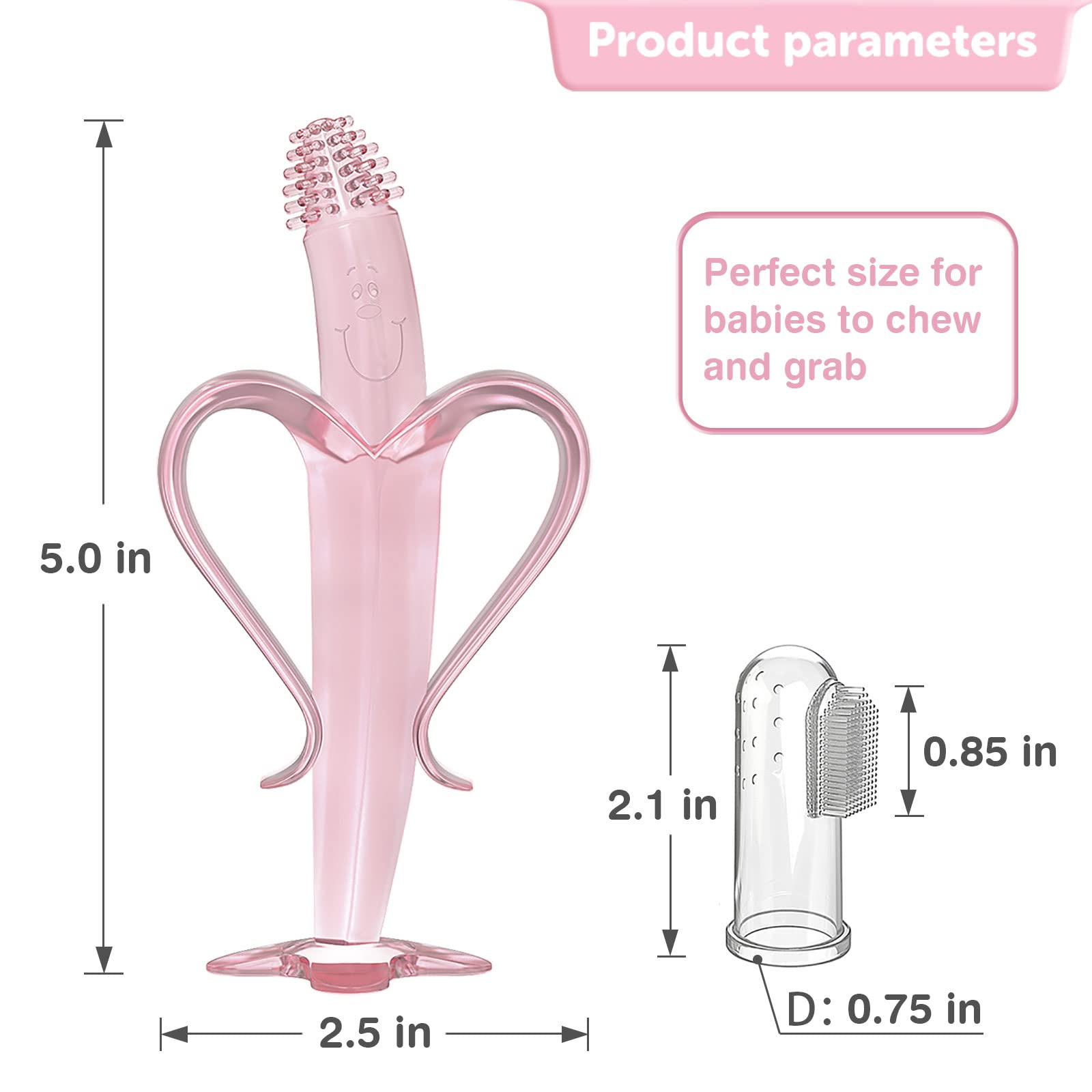 SILIVO Silicone Banana Teethers for Babies, Silicone Infant Training Finger Toothbrushes with Storage Case