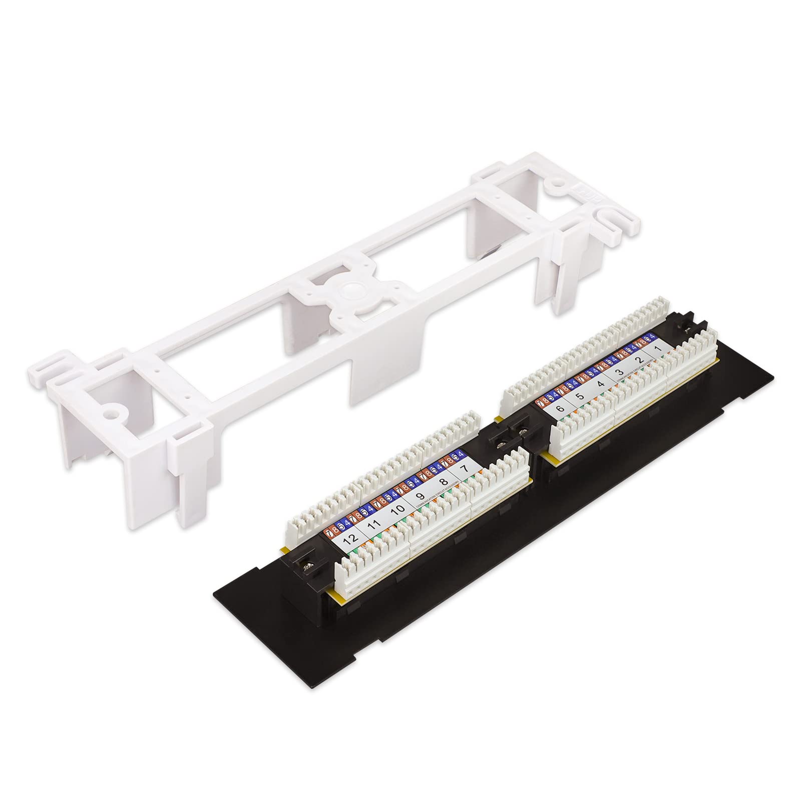 iwillink 12 Port Patch Panel, Cat6 Patch Panel with Jack Shutter, 1U Support, RJ45 Keystone Network Patch Panel Rackmount or Wall Mount for Cat6, Cat5e, Cat5 Cabling