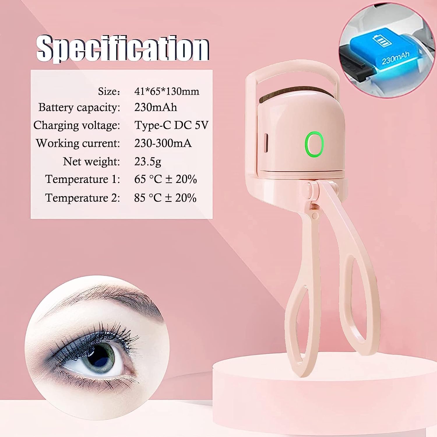 Heated Eyelash Curler Medaduo Electric Rechargeable Eyelash Curlers, Quick Natural Curling Eye Lashes Curler with 2 Heating Modes, Handheld Eyelash Heated Curler for Long-Lasting,Safe to Lift Lashes
