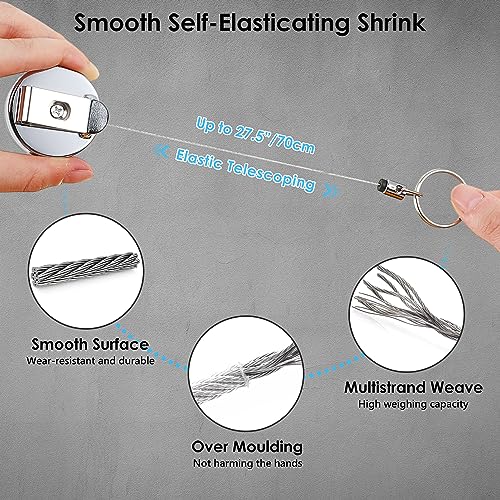 Landhoow 2 Pcs Retractable Pull Pen Pencil Holder, 27.5'' Retractable Pen Holder for Carpenters, Workers, Nurses, Waiter, Universal Pen Lanyard Retractable with Belt Clip and Key Ring (Patent Pending)