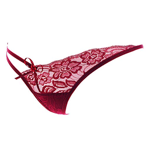 Toxz Womens Sexy Lace Thongs G-String,Sheer Perspective Satin Enticing Floral Embroidered,Lace V-String Briefs Panties Lingerie Underwear
