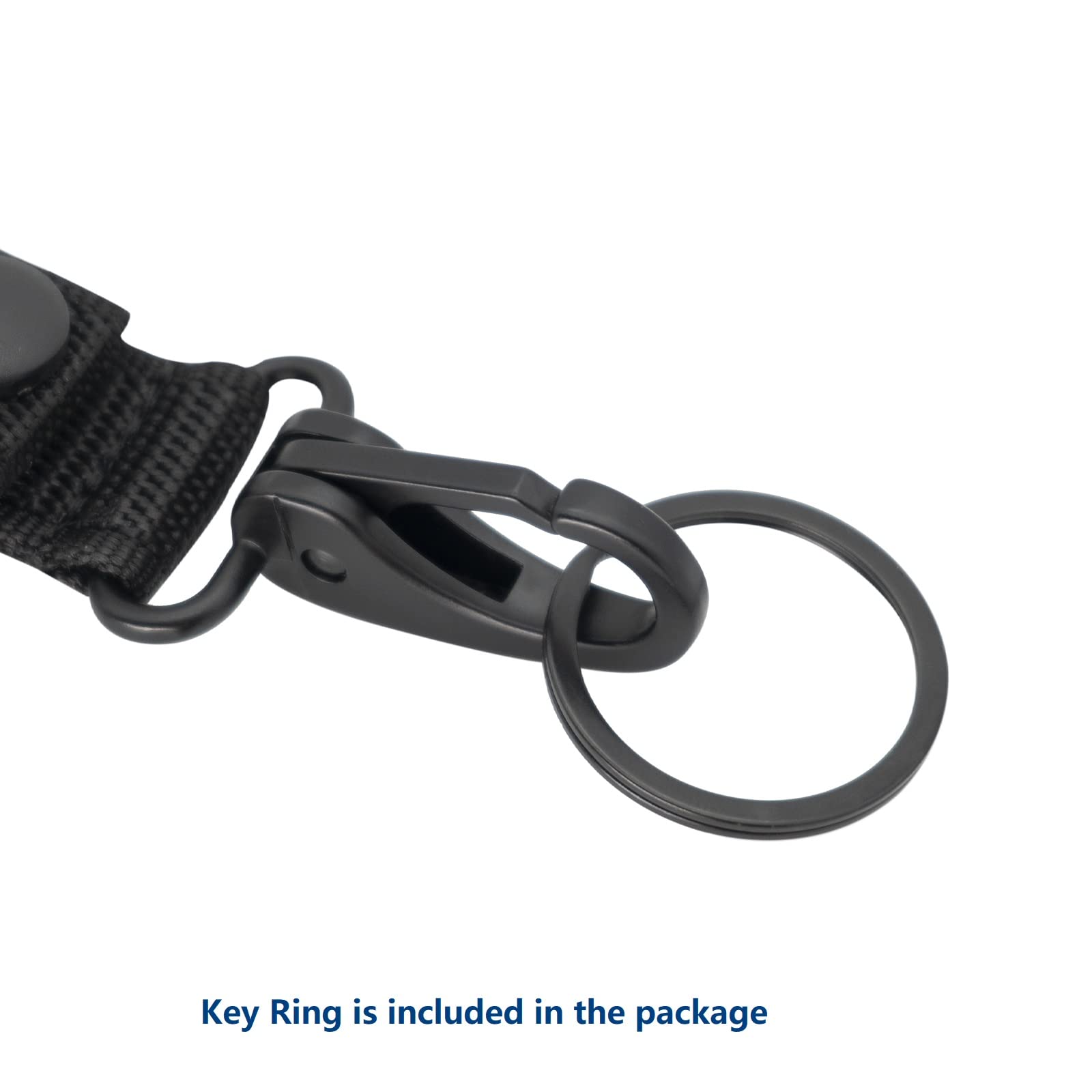 Dotacty Heavy Duty Belt Keeper Clip Key Holder with Nylon MOLLE Strap & Metal Snap & Key Clip & Key Ring Tactical Keyrings Hook Keychain Organizer Police LEO Correctional Officer (Black)