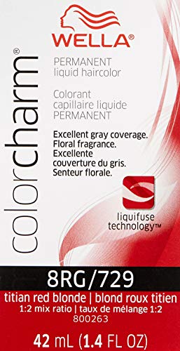 WELLA Color Charm Permanent Liquid Hair Color for Gray Coverage, 8RG Titan Red Blonde