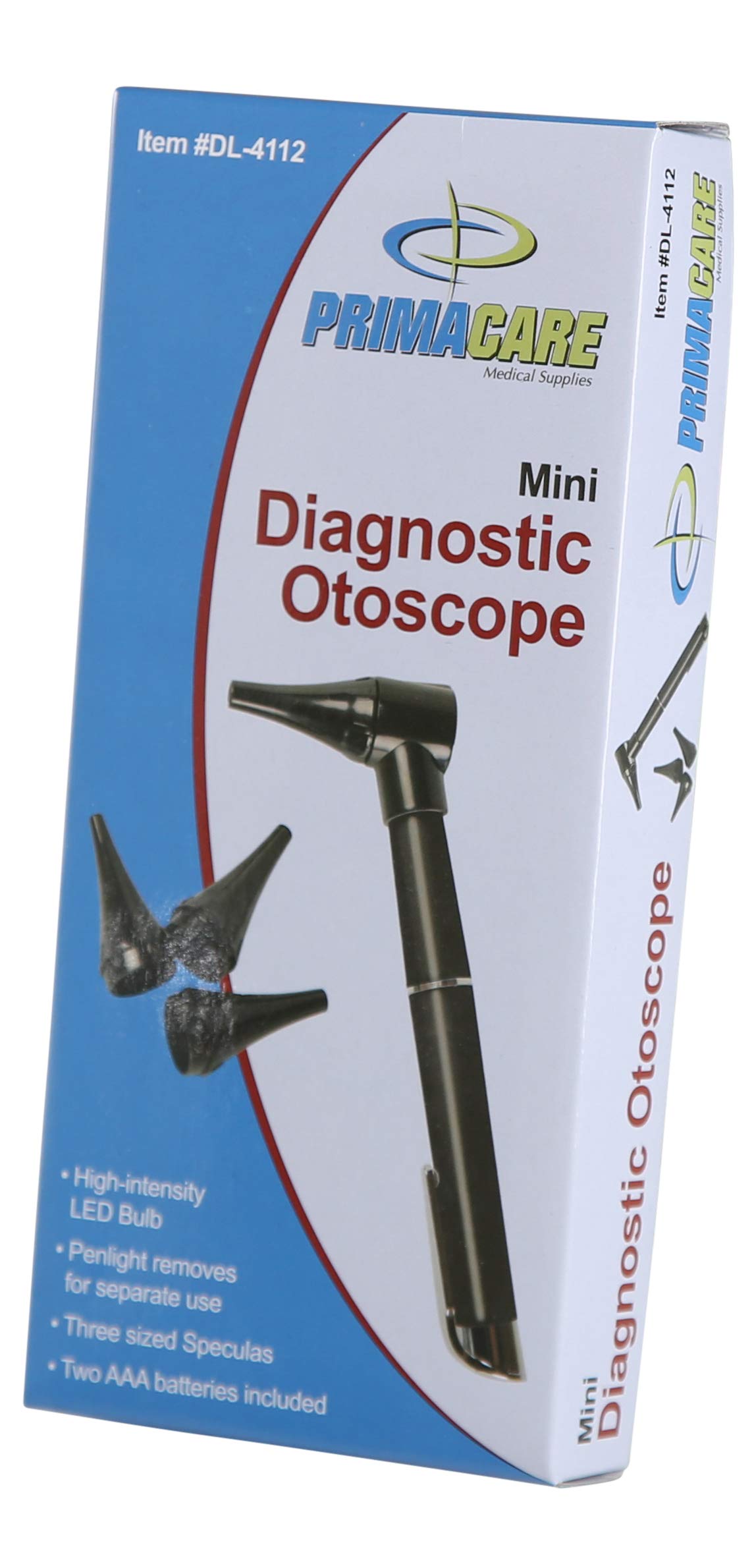 Primacare Diagnostic Otoscope with LED for Doctors | Pocket Ear Canal Checker for Kids, Adults & Pets | Compact Medical Ear Examination Scope | 3 Specula Sizes