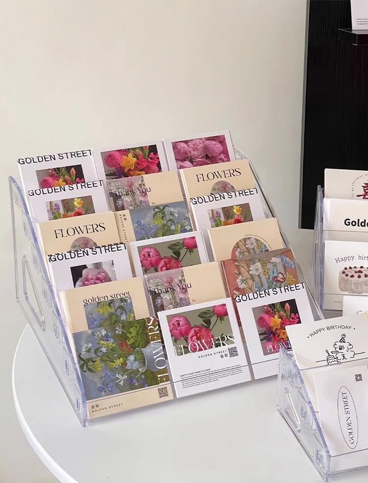 Generic Acrylic Greeting Card Display Rack, Greeting Card Holder Stand Clear Plastic Multiple Cards Display Stand Rack for Display Photo Stand for Counter Tabletop Display Supplies