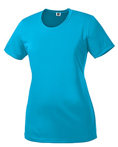 Dri-Wick Women's Sport Performance Moisture Wicking Athletic T Shirt (Medium, Atomic Blue)