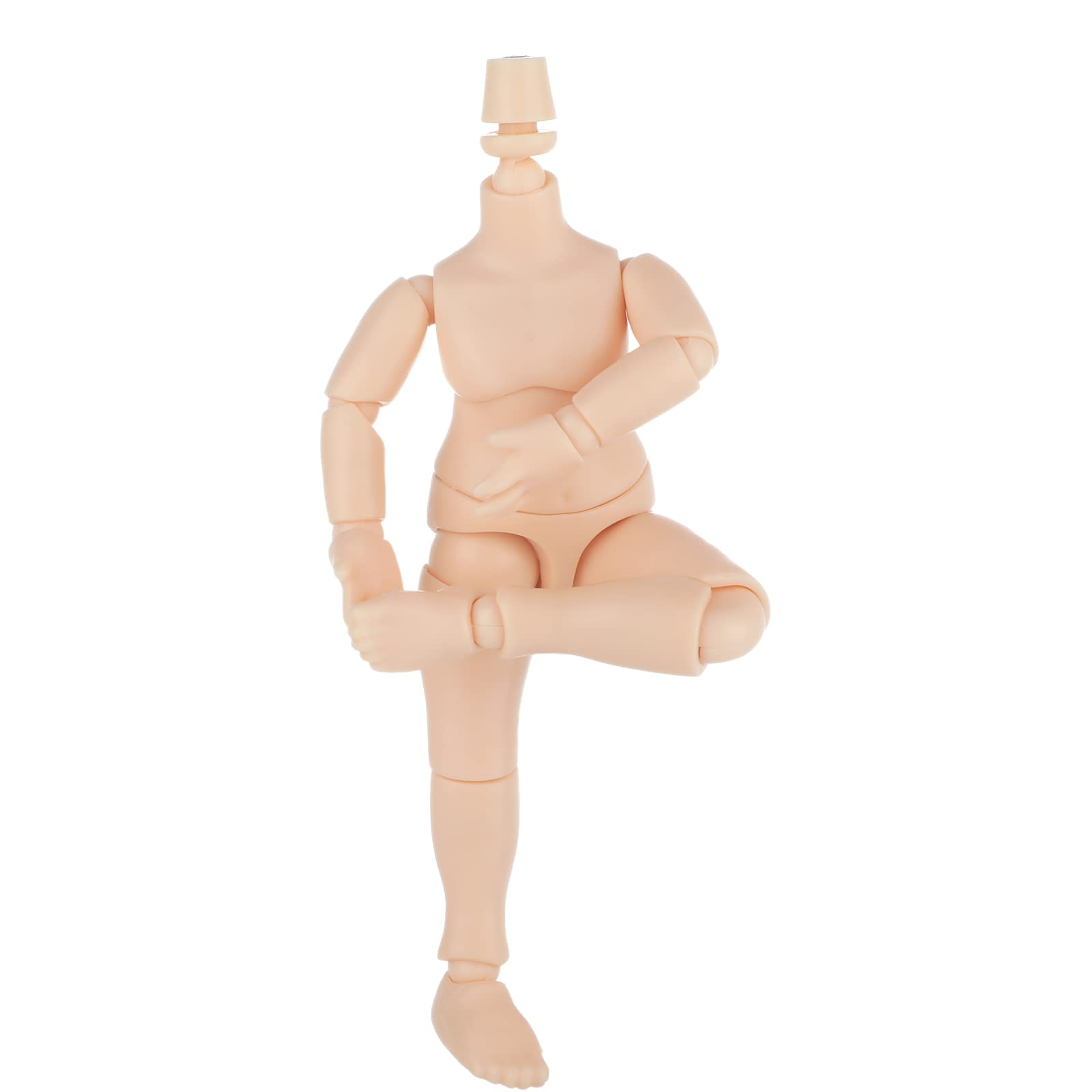 Doll Body, 10cm/4in Joint Doll Body for 1/12 Scale BJD Doll Head, Movable Joints Action Figure Body with Spare Hands & Stand for DIY Replacement, Head Not Included