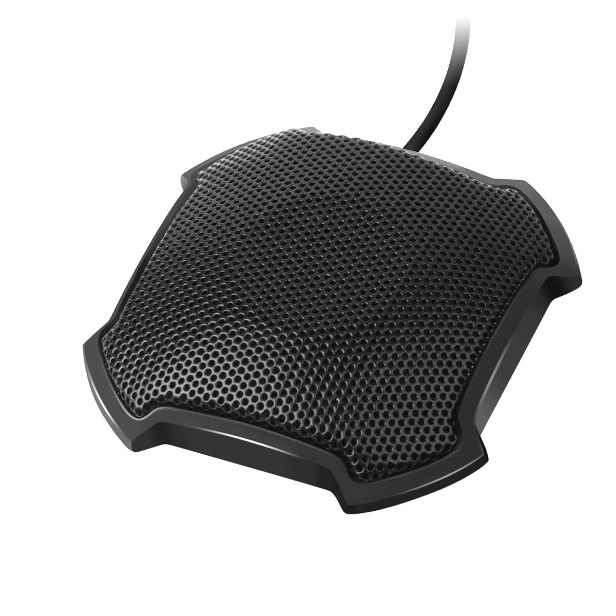 DricRoda Boundary Omnidirectional Condenser Microphone, 3.5mm Plug Stereo Desktop Mic Surface Mounted Mic for Teleconferencing, Meetings, Desktop Computer Use - Cord: 4.6ft, Size: 2 x 2 x 1 inch