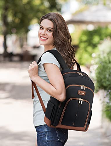 LOVEVOOK Laptop Backpack 15.6 Inch, Water Resistant Travel Backpack for Women Men,College Work Business Back Pack, Black