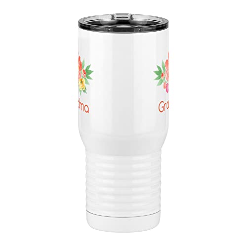 Just So Posh Grandma Flowers Tumbler, Travel Coffee Mug with Handle and Slider Lid, White 20 oz Polar Camel, Stainless Steel, Vacuum Insulated