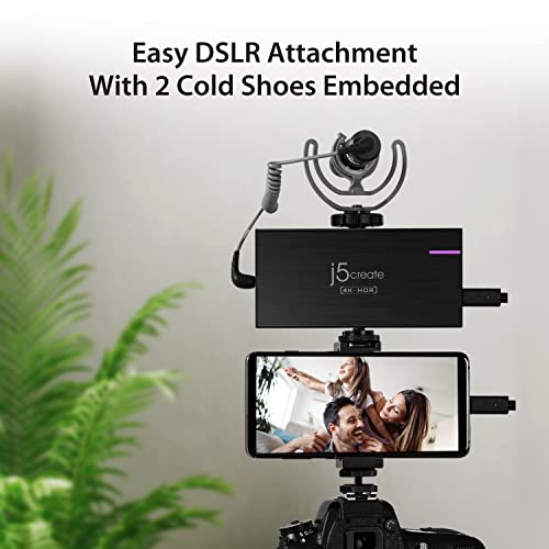 j5create 4K Game Video Capture Card with PD 60W Pass-Through Charging, Stream and Record 4K Video on PS5, PS4, Xbox, Switch, Work with OBS, Twitch, YouTube (JVA14)