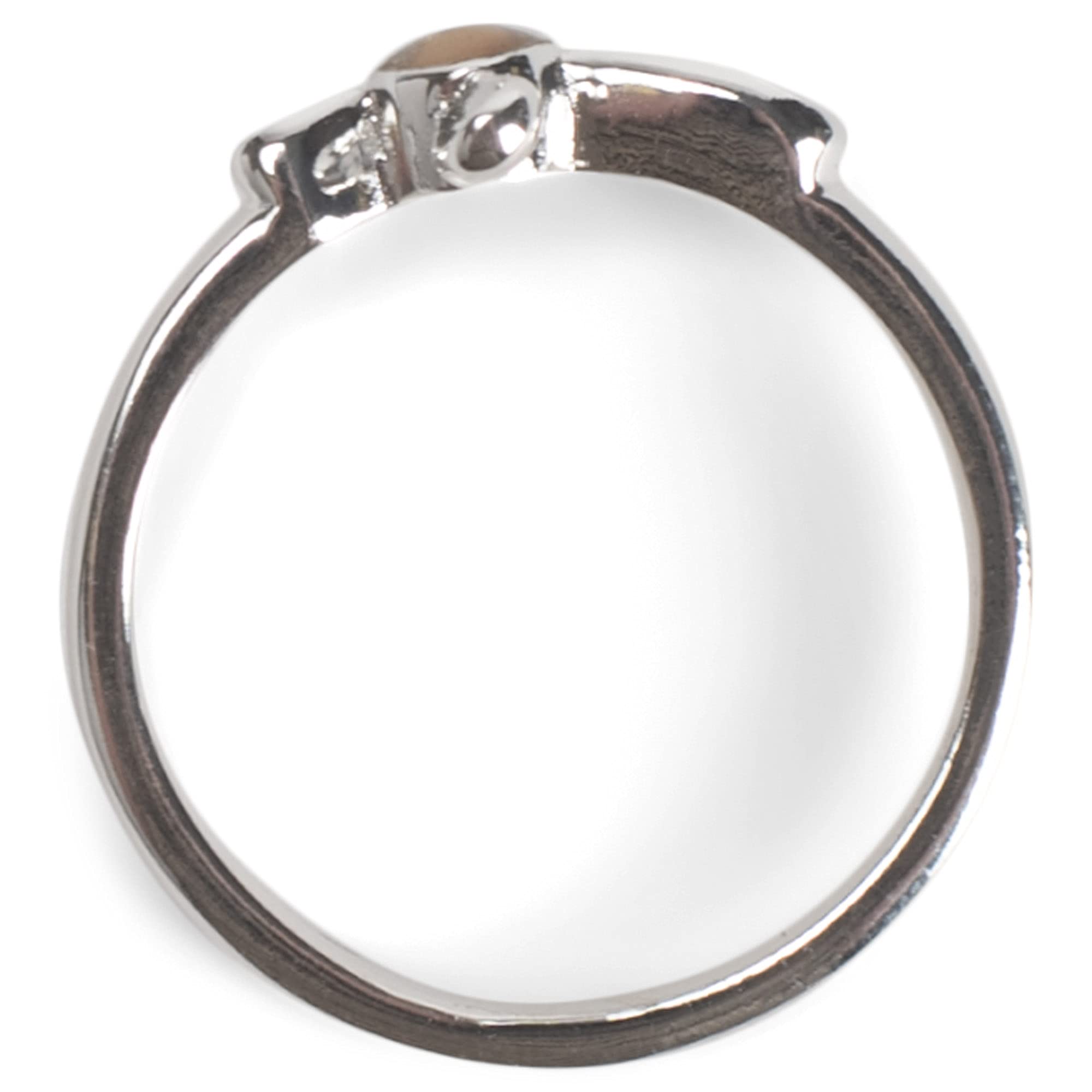 Dicksons Mustard Seed Petal Cross Silver Plated Size 8 Stainless Steel Ring