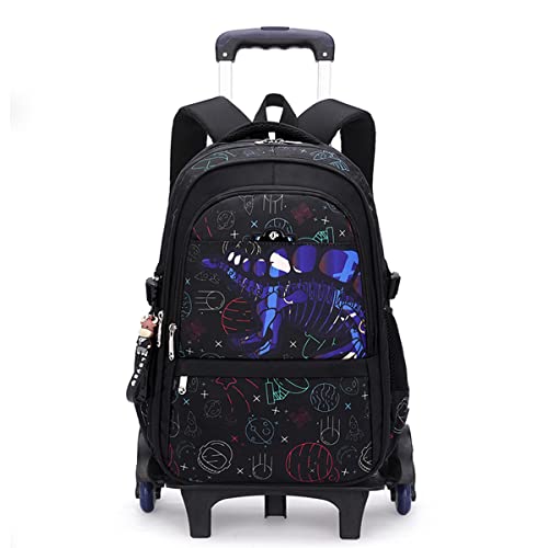 EKUIZAI Dinosaur Print Elementary Trolley Backpack for Boys Middle School student Carry-on Luggage Bookbag with Wheels