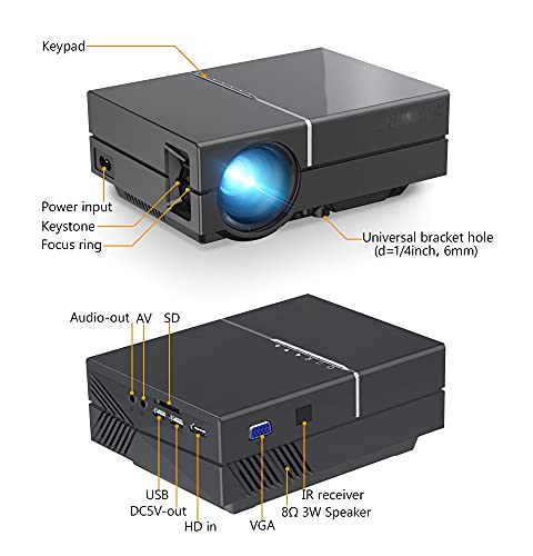 DOUBAO K8 Mini LED Video Portable 1080P 150inch Home Theater Digital Projector for 3D 4K Cinema ( Color : K8 )