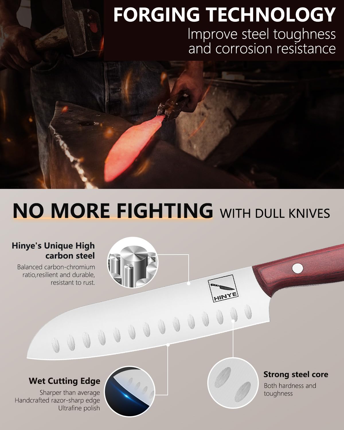 Hinye Chef Knife Ultra Sharp Santoku Knife Japanese Chefs Knife, Kitchen Knife Gadgets Birthday Gifts for Women Men Dad with High-End Gift Box (Ruby Red)