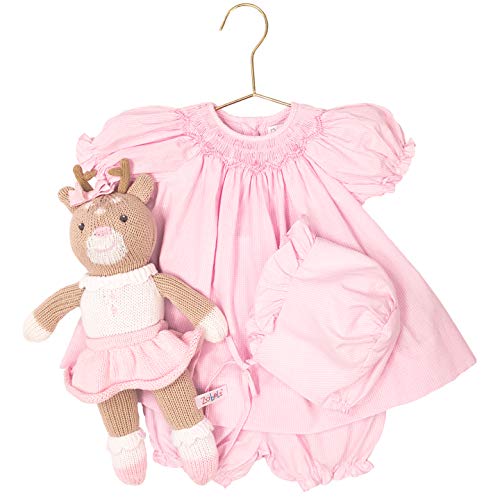 Petit Ami Baby Girls' Bishop Zig-Zag Smocked Dress, 3 Months, Pink
