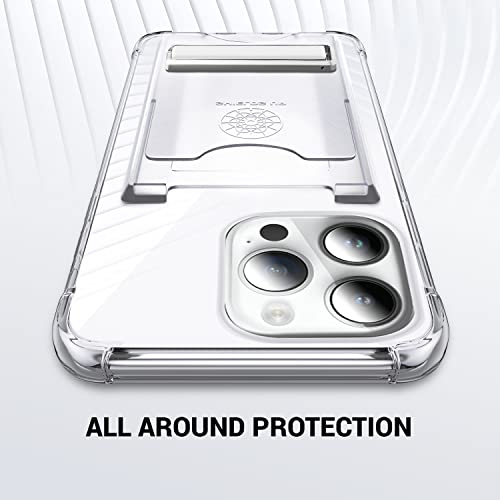 Shields Up Designed for iPhone 14 Pro Max Case with Card Holder (3 Cards), iPhone 14 Pro Max Case Wallet with Stand, Slim Protective Shockproof Transparent Cover for iPhone 14 Pro Max 6.7 inch, Clear