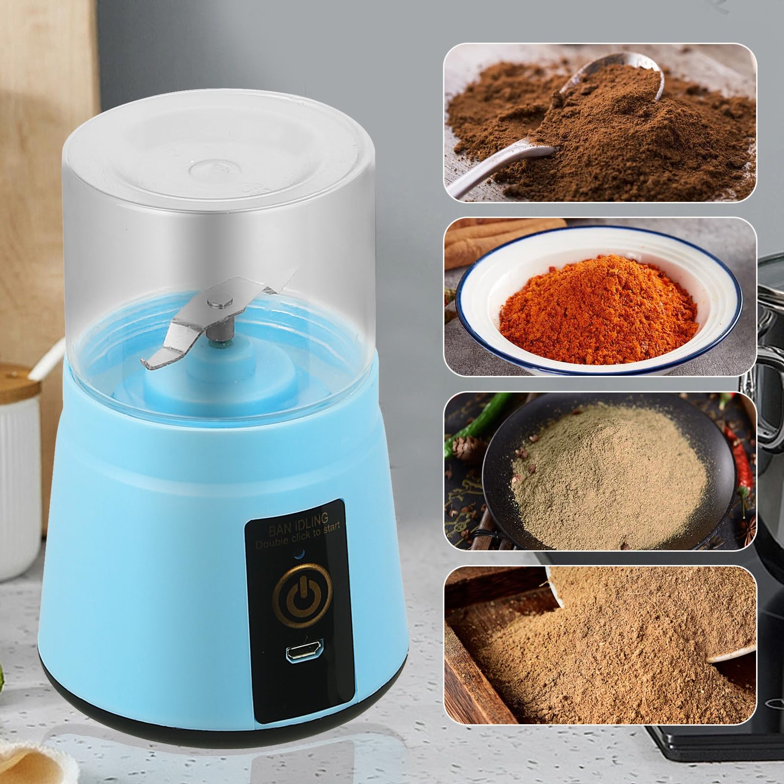 Electric Herb Grinder, Electric Spice Grinder, USB Portable Chopper Fine Grinder Kit for Flower Buds Dry Spices Herbs