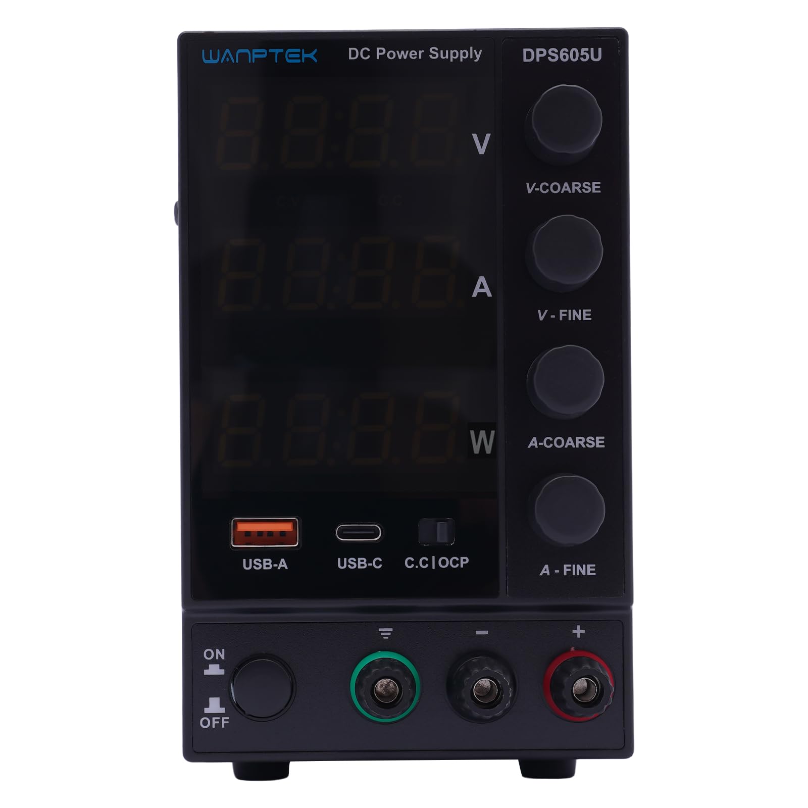 MOQNISE DC Power Supply Variable 0-60V 0-5A, DC Bench Power Supply with 4-Digit Display and 0.5% High Precision Adjustment, USB-A and Type-C Ports, Power Supply for School Laboratory