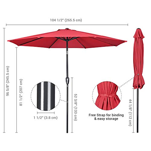 Yescom 10Ft UV50+ Aluminum Outdoor Table Patio Umbrella with Crank Tilt 3000PA Sunshade Deck Yard Garden Pool Balcony