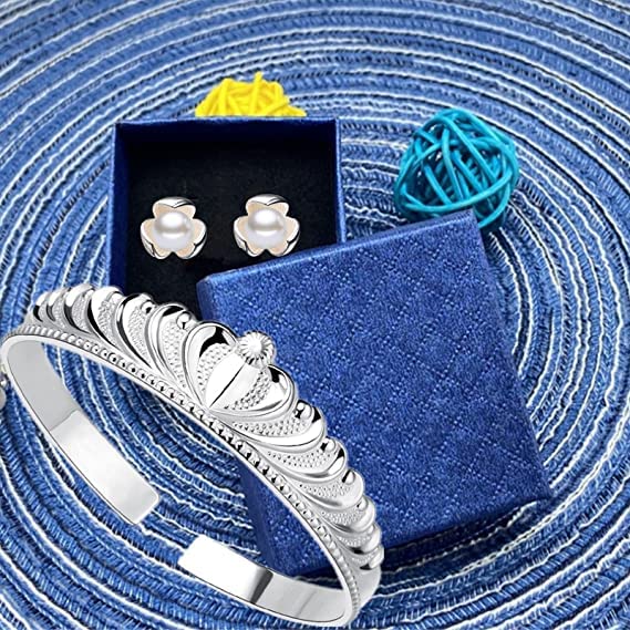 TOPOB Classic 925 Sterling Silver Bracelet, Ladies Fashion Pattern Open Alloy Jewelry Cuff Bangle Chain Bracelets (Silver-C)